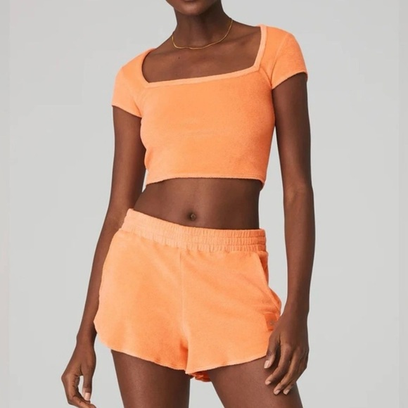 ALO Yoga | Shorts | Alo Orange Terry Cloth Lounge Set Size S | Poshmark